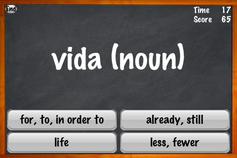Top 100 Spanish Words Challenge Flash Cards Quiz Game by FunVid Apps LLC