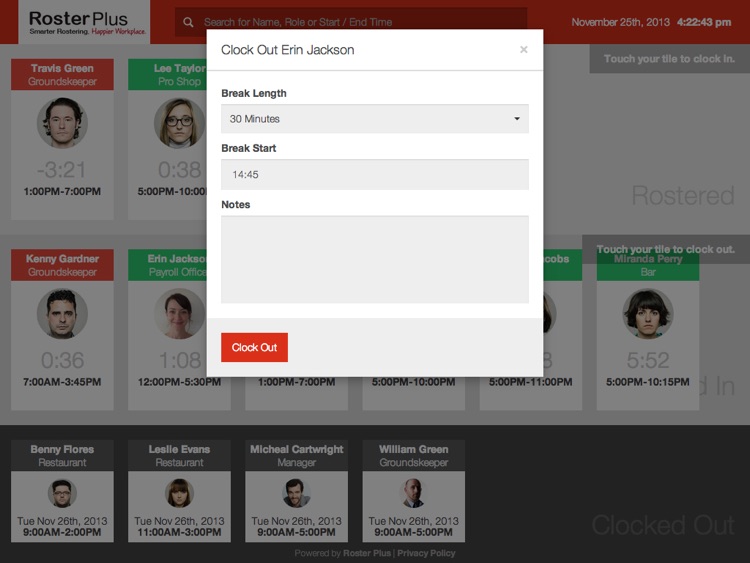 Roster Plus Attendance Screen by Roster Plus