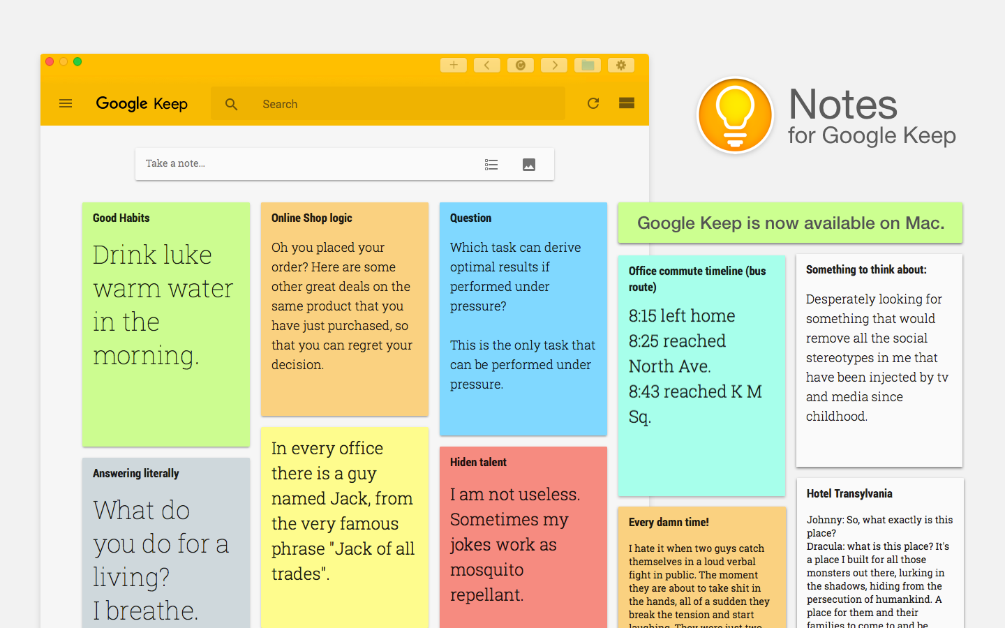  Notes For Google Keep On The Mac App Store