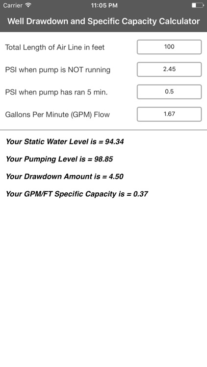 Well Drawdown and Specific Capacity Calculator by Missouri Rural Water ...