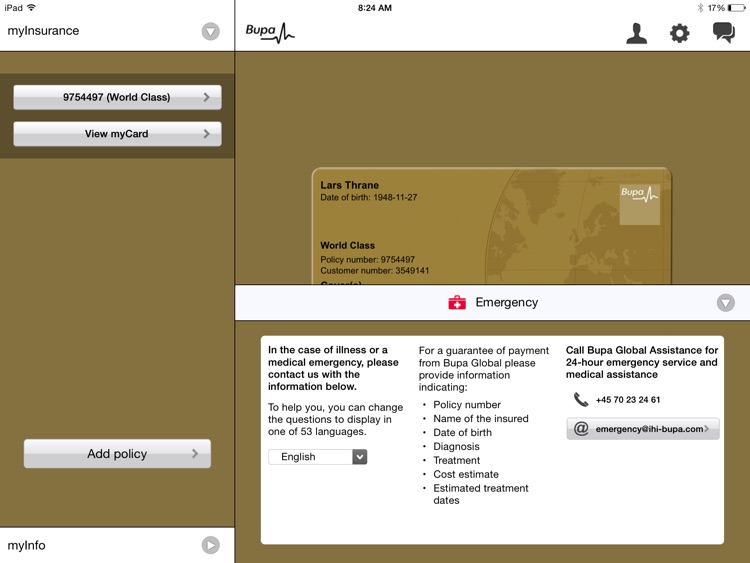 Bupa Global Travel myCard HD by ihi Bupa