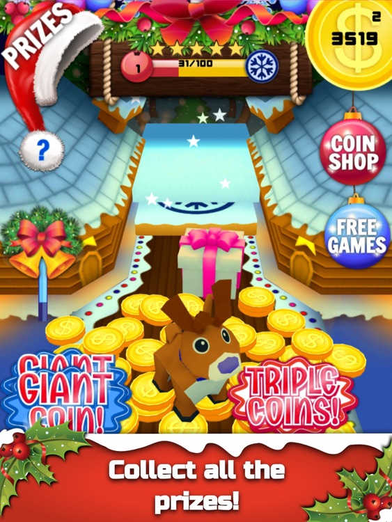 Christmas Coin Pusher Dozer Dropper 3D for iPad by Amanda Sturmer