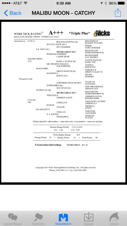 eNicks by Werk Thoroughbred Consultants, Inc.