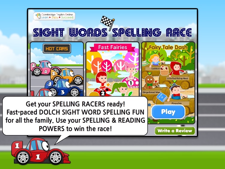 Sight Words Spelling Race: Hot Cars, Fast Fairies & Fairy Tale Dash HD ...