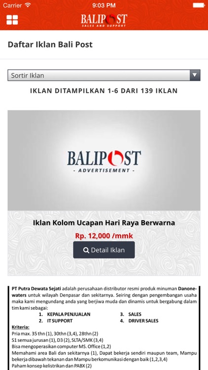 Iklan Bali Post by PT. Bali Post