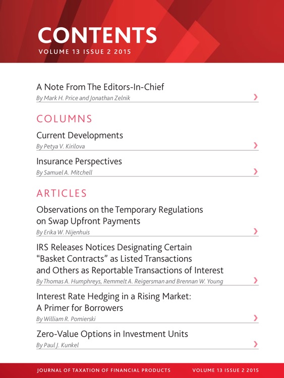 Journal of Taxation of Financial Products by CCH Incorporated