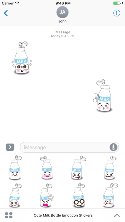 Cute Milk Bottle Emoticon Stickers by Tuan Tran Anh