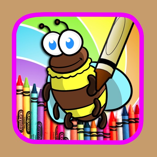 Game Bugs Coloring Page for Kids Painting Design by Patara Ruthai