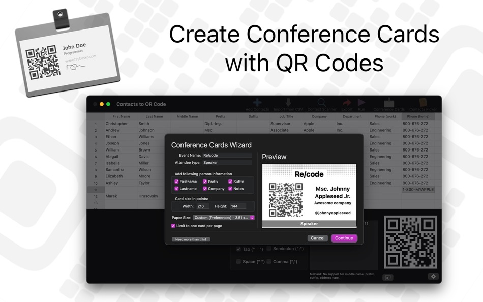 Contacts to QR Codes di Marek Hrušovský - (macOS App) — AppAgg
